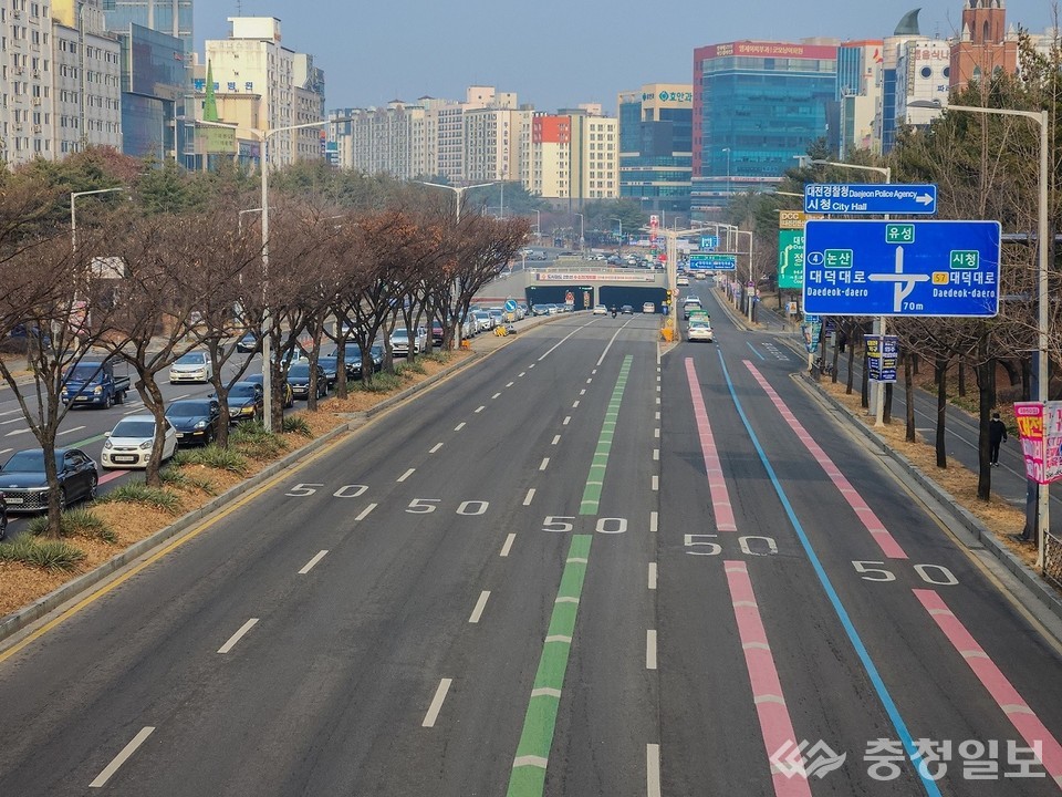 대전시, 색깔 유도선 정비·확대… 교통안전 강화